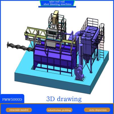 China Wire Rod Shot Blasting Machine 2-4 Coils Per Hour Production with Retractable Design à venda