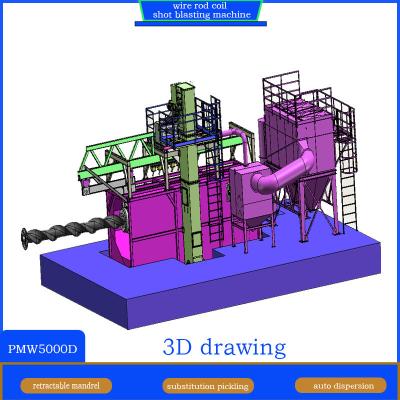 China Wire Rod Shot Blasting Machine 2-4 Coils Per Hour Production with Retractable Design à venda