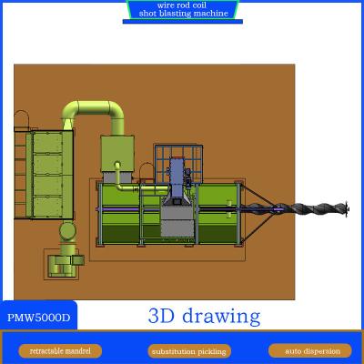 China 9*4*5.8m Green Color Wire Rod Coil Shot Blasting Machine with Substituted Pickling Te koop