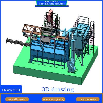 China PMW5000D Wire Rod Coil Shot Blasting Machine with Dust Collector System 2-4 Coils Per Hour Te koop