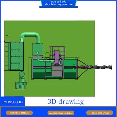China PMW5000D Wire Rod Coil Shot Blasting Machine with Single Position PLC Screw Mandrel Te koop