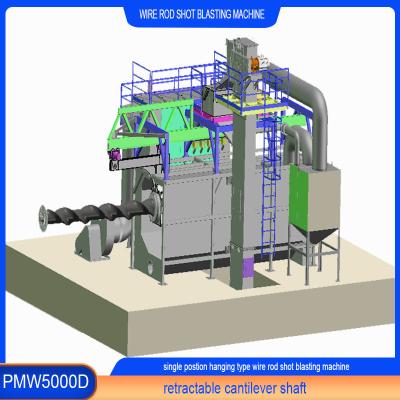 China PMW5000D Wire Rod Coil Shot Blasting Machine with Single Position PLC Screw Mandrel Te koop