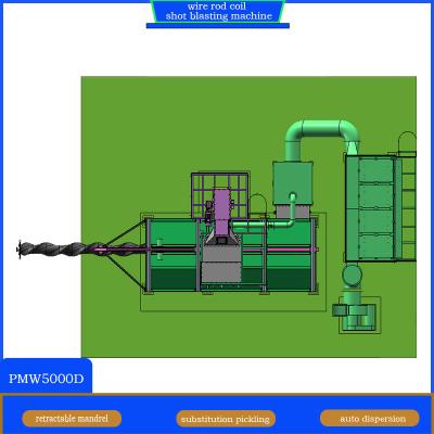 China Production 2-4coils Per Hour Wire Rod Coil Shot Blasting Machine with Retractable Mandrel Te koop