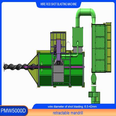China PMW5000D Automatic Retractable Screw Mandrel Wire Rod Coil Shot Blasting System Machine for sale