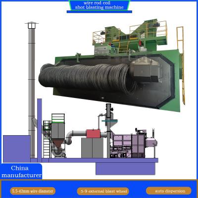 China Customization Dual Mandrels Wire Rod Shot Blasting Machine for Spring Steel Surface Te koop
