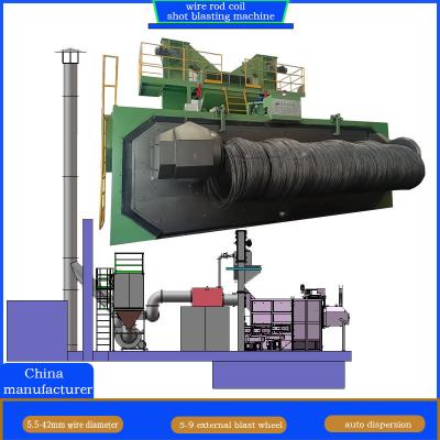 China Wire Loss 0.2-0.3% One Door Two Screw Mandrel Operation Rod Coil Shot Blasting Machine Te koop