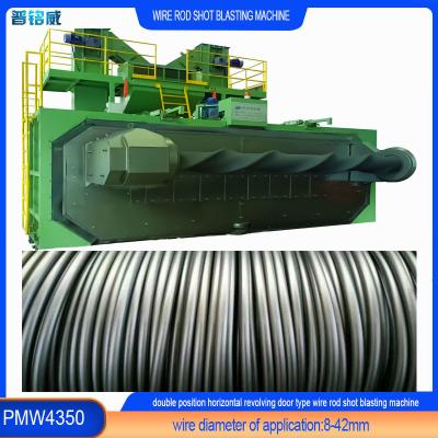 China Wire Loss 0.2-0.3% One Door Two Screw Mandrel Operation Rod Coil Shot Blasting Machine Te koop