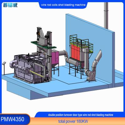 China Wire Loss 0.2-0.3% One Door Two Screw Mandrel Operation Rod Coil Shot Blasting Machine Te koop