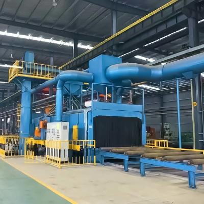 China 4*11kw Impeller Head Power Roller Conveyor Shot Blasting Machine for Steel Sheet Derusting Te koop
