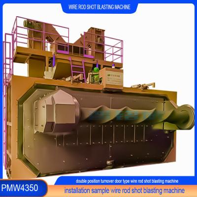 China PMW4350 Horizontal Revolving Door Wire Rod Shot Blasting Machine for Steel Strand Wire Te koop