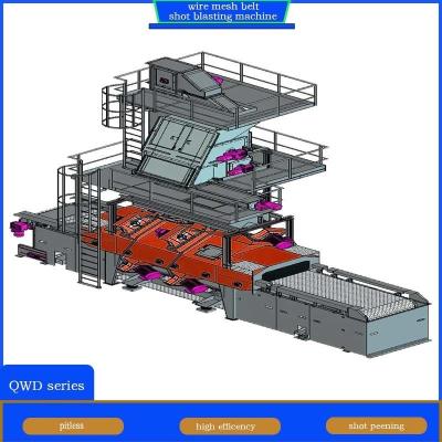 China Yellow and Blue Wire Mesh Belt Shot Blasting Machine for Casting Remains Cleaning Te koop