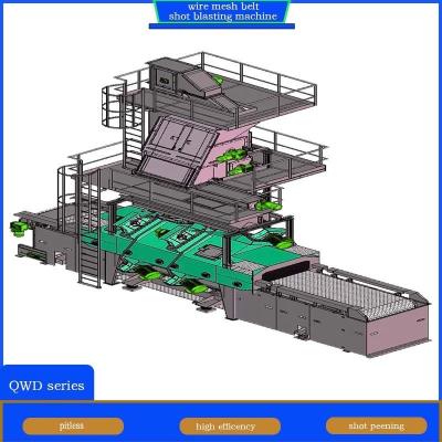 China Yellow and Blue Wire Mesh Belt Shot Blasting Machine for Casting Remains Cleaning Te koop