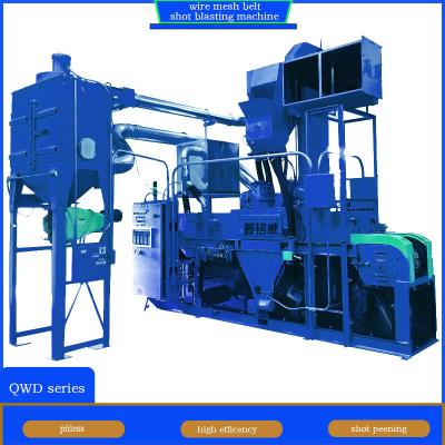 China Yellow and Blue Wire Mesh Belt Shot Blasting Machine for Casting Remains Cleaning Te koop