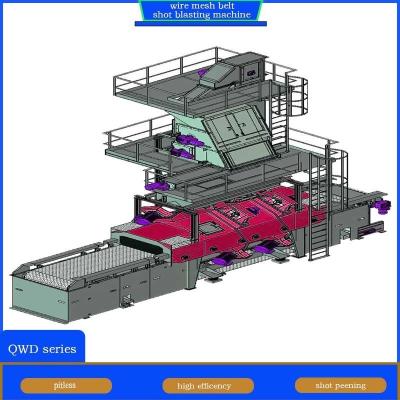 China QWD Series Thin Walls Cleaning Equipment Wire Mesh Belt Shot Blasting Machine with One for sale