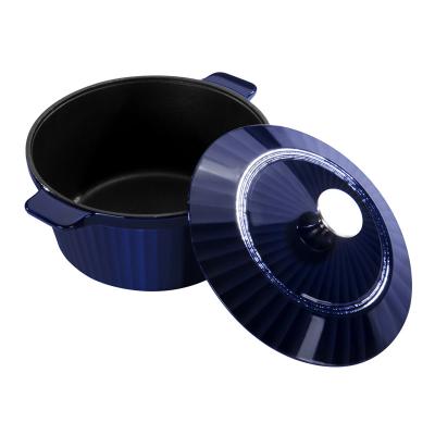 Cina L'OEM il vaso di cottura a 12 pollici libero blu scuro di riserva dei vasi 4.7kg PFOA del ghisa in vendita