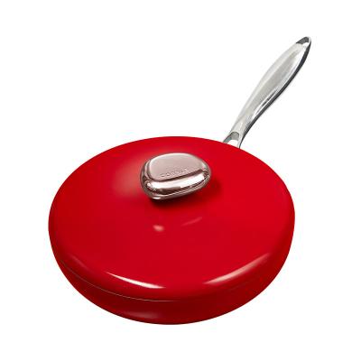 Cina Wok di frittura di alluminio a 10 pollici 6.1cm di induzione di Pan Flat Bottom Non Stick in profondità in vendita