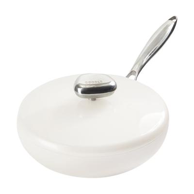 Cina Del fondo piatto wok beige PFOA a 10 pollici Pan With Glass Lid di frittura libero del bastone non in vendita