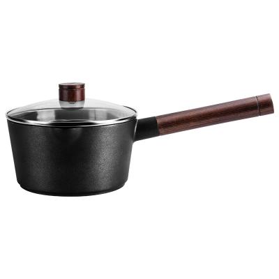 Cina PFOA liberano la pentola del latte di 18cm/vaso di alluminio neri 1.15KG con la copertura di vetro temperata in vendita