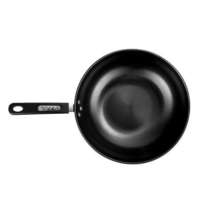 Cina La famiglia 32cm mescola la frittura del Pan Traditional Carbon Steel Wok 2.35kg con la maniglia di legno in vendita