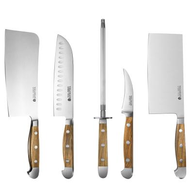 Cina L'albicocca che cucina il coltello di acciaio inossidabile ha fissato la lucidatura 0.35kg dello specchio di 5Cr15MoV 31cm in vendita