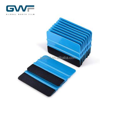 China 4'' Wholesale Window Tinting Tools Installing Blue Squeegee With Fabric Felt Vinyl Wrapping Squeegee for sale