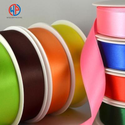 China 100% polyester colorful high quality cheap double faced satin ribbon wholesale for sale