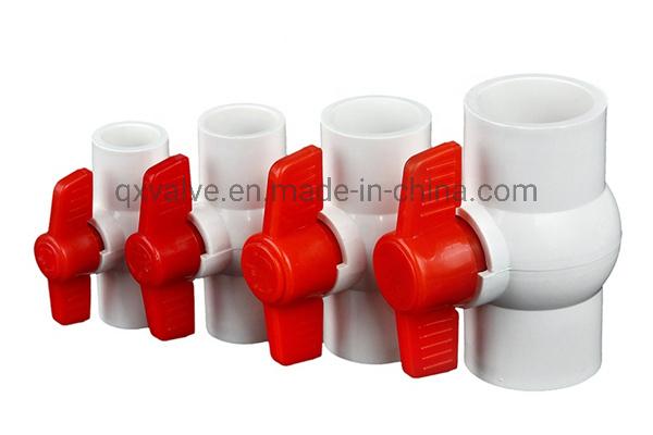 Blue Color Red Handle PVC Plastic Compact Ball Valve
