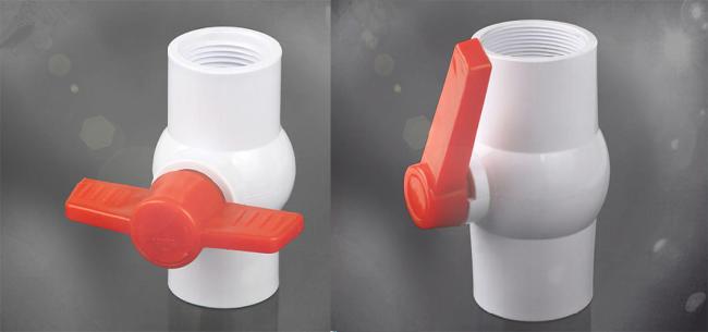 ANSI Socket Red Handle White PVC Compact Ball Valve