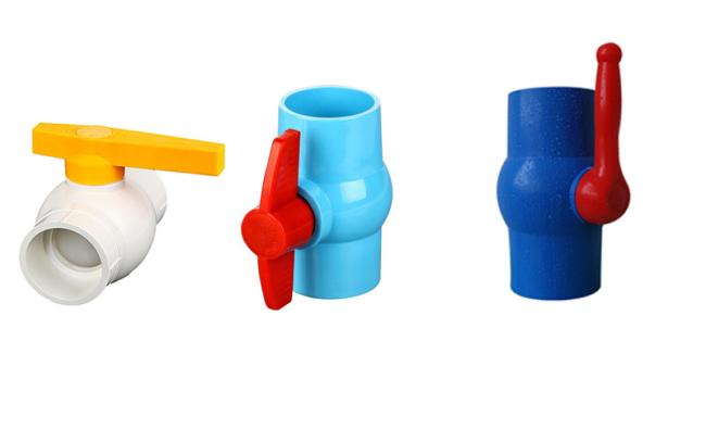 Deep Blue Red Handle Building Materials PVC Compact Ball Valve for Water Supply System