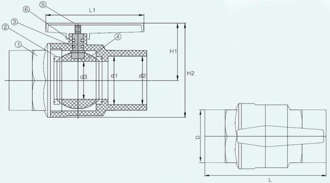 Stainless Steel Handle Plastic PVC 2 Pieces Ball Valve with Socket/Threaded End