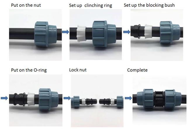 Black Irrigation Radiation Protection Polypropylene Hose PP Compression Elbow Fitting