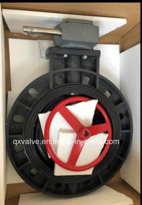 China Water industrieel gebruik vlinderklep in jaar met gietijzeren handvat en PVC-karosserie Te koop
