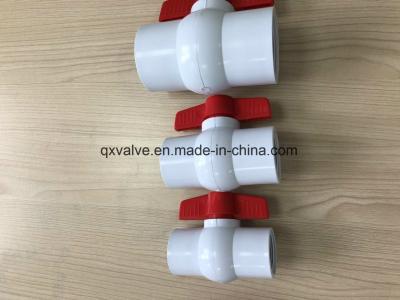 中国 固定構造 PVC バターフライ ハンドル 白色 ソーケットボールバルブ 農業用 販売のため
