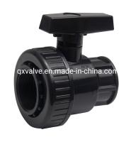 China Sample Plastic Drawing Blue Handle True Double Union Ball Valve for Normal Temperature for sale