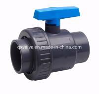 China Sample Plastic Drawing Blue Handle True Double Union Ball Valve for Normal Temperature for sale