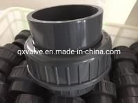 China Sample Plastic Drawing Blue Handle True Double Union Ball Valve for Normal Temperature for sale