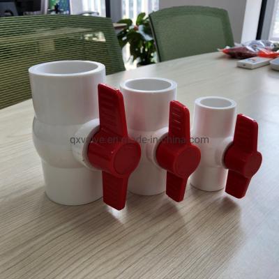 Cina 1/2 prime prime Inch PVC Valvola a sfera unidirezionale Maniglia rossa per protezione UV e industriale in vendita
