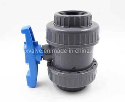 中国 シャットオフ機能 水弁 UPVC 双重ユニオンボールバルブ 手動運転モード 販売のため