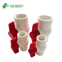 China Highly Durable ANSI Socket Red Handle White PVC Compact Ball Valve with UV Protection for sale