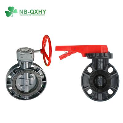 Cina Valvola a farfalla di rifornimento idrico di PVC con maniglia di materiale Wafer con connessione a flangia e SS316 in vendita