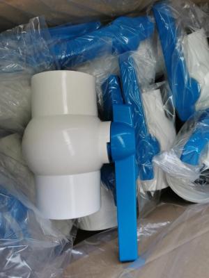 Cina Valvola a sfera in PVC da 2 pollici con maniglia lunga presa blu standard ASTM e tipo a filo Pn10 in vendita