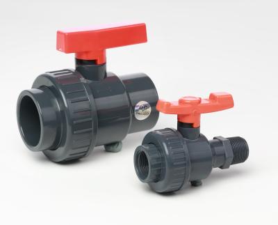 Cina Struttura Valvola a sfera fissa CPVC Grigio chiaro Valvola a doppia unione per il trattamento delle acque reflue in vendita