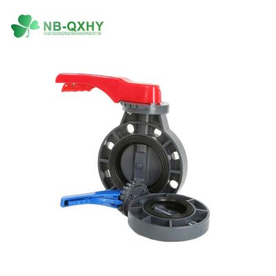 China Válvula de borboleta de flange de PVC com alça ABS e ligação da extremidade da bolacha DN50-DN500 à venda