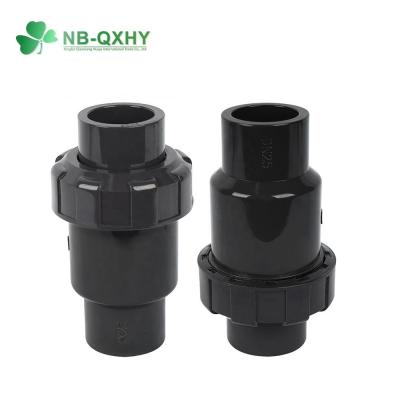 China Conexão de fios Válvula de verificação de balanço de cor cinza PVC de dupla flange Válvula de verificação de união para indústria à venda