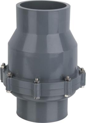China Conexão de fios Válvula de verificação de balanço de cor cinza PVC de dupla flange Válvula de verificação de união para indústria à venda