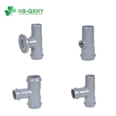 Cina Fornitura d'acqua Pvc Fitting Rubber Ring Joint Equal Tee Reducing Tee con disegno laterale in vendita