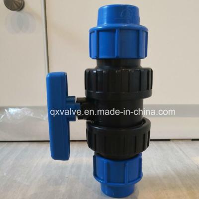 China 16 mm a 110 mm QX PP Union Valve com conectores de PP Fittings de compressão Azul à venda