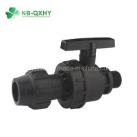 China PP Compression Fitting True Union Ball Valve Direct Connection Round Head Code Material for sale