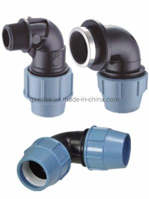 China QX Fittings de compressão de PP de cores múltiplas para irrigação Conector de tubos de ângulo de 45o Tee à venda