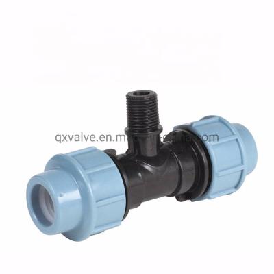 China QX Fittings de compressão de PP de cores múltiplas para irrigação Conector de tubos de ângulo de 45o Tee à venda
